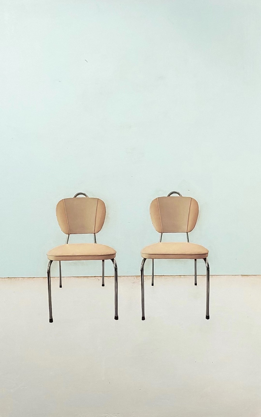 Counting The Beats is a mixed media painting by Deb Fuller of 2 chairs