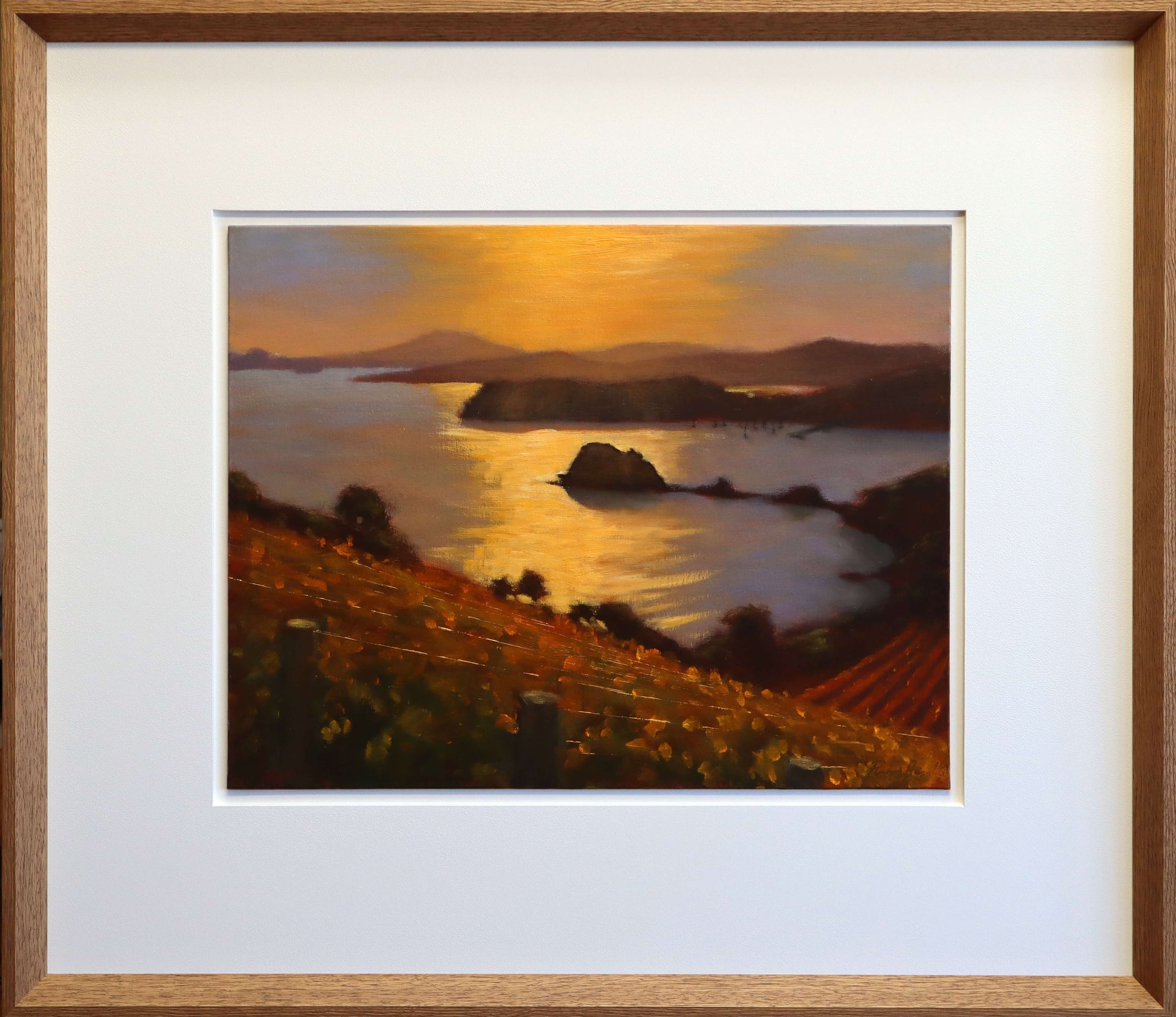 Waiheke Vineyard oil painting on board by artist Philip Beadle