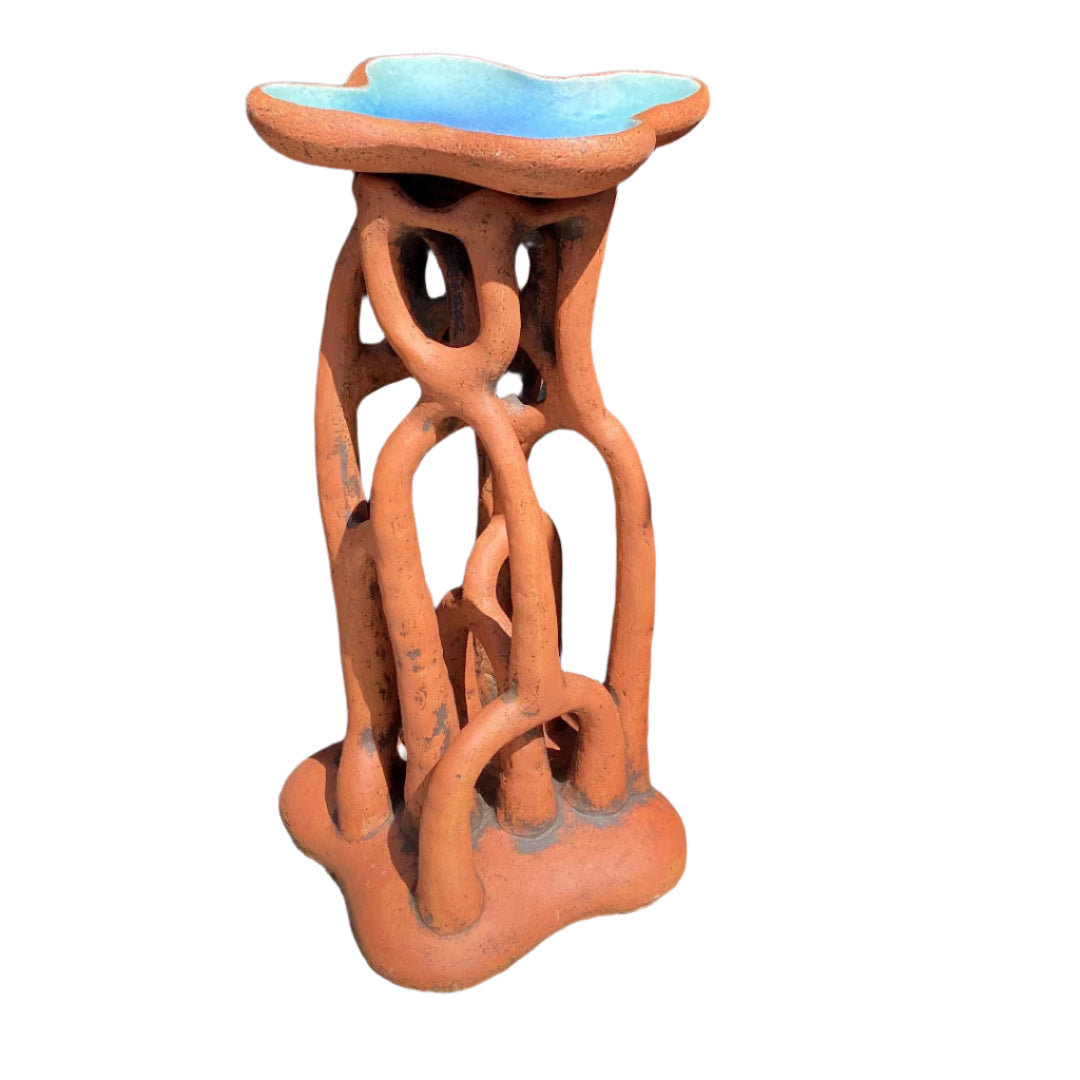 Large Terracotta Bird Bath by Matakana based ceramic artist Brendan Adams