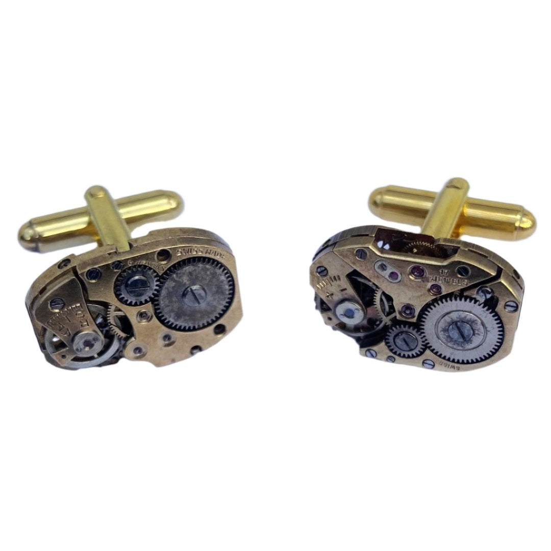 Gold coloured, watch mechanism, Steampunk Cufflinks by Selma Rainey