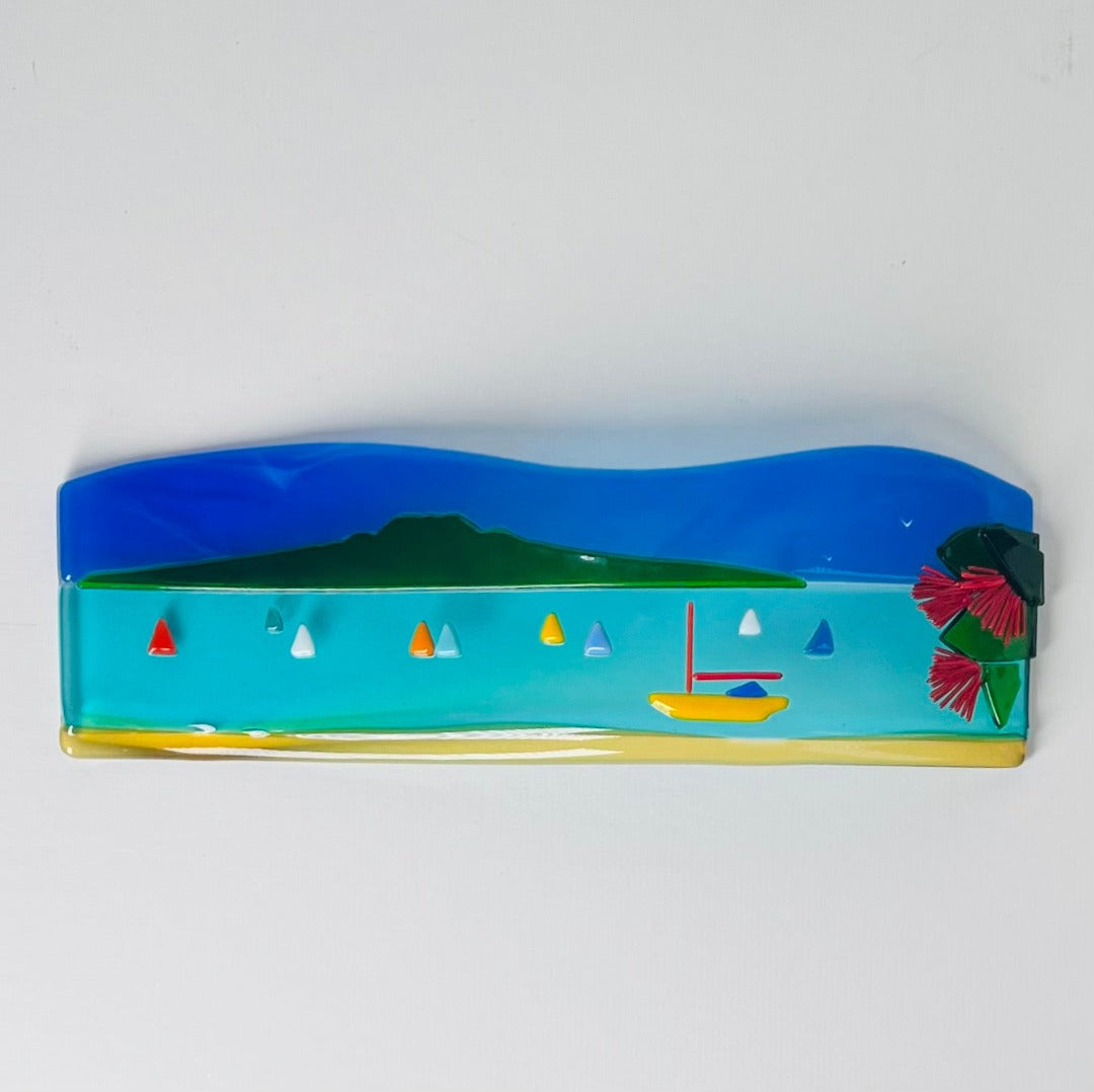 This cut and fused glass Waitemata Summer Wave is by Keith Galvin ...