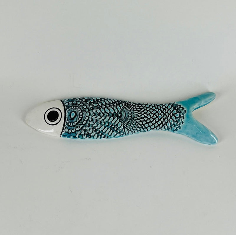 Blue glazed handmade ceramic Wall Fish by Robyn Kunin. – Next Door Gallery