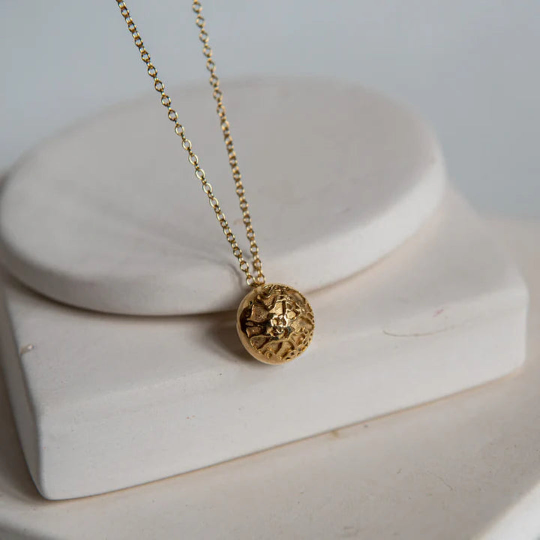 18ct Gold-Plated Silver Lace Pod Necklace Handmade by Natalie Salisbury