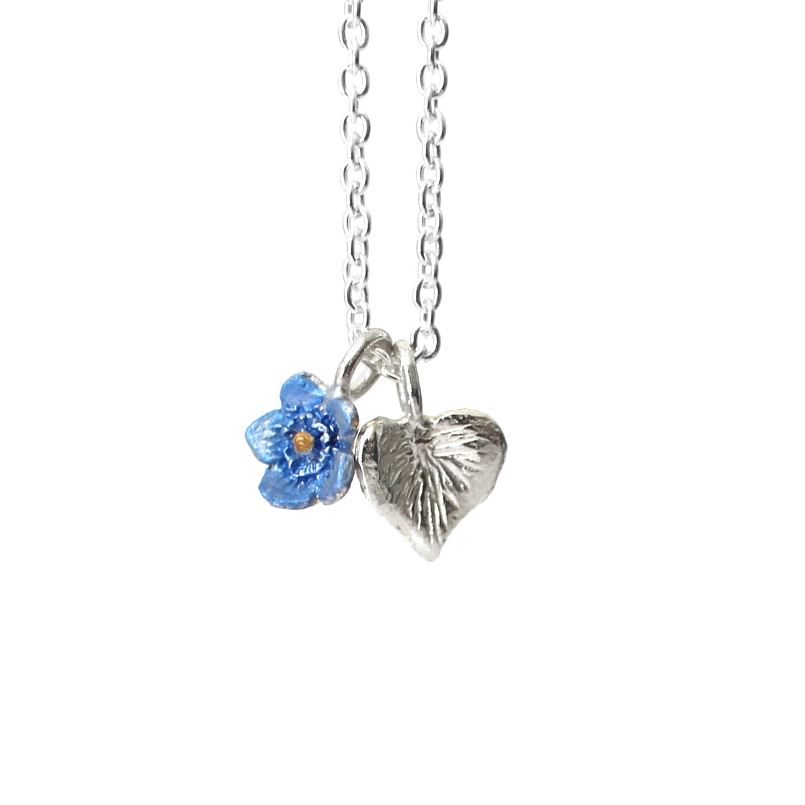 Forget Me Not Sweetheart Necklace with silver heart by Lilygriffin
