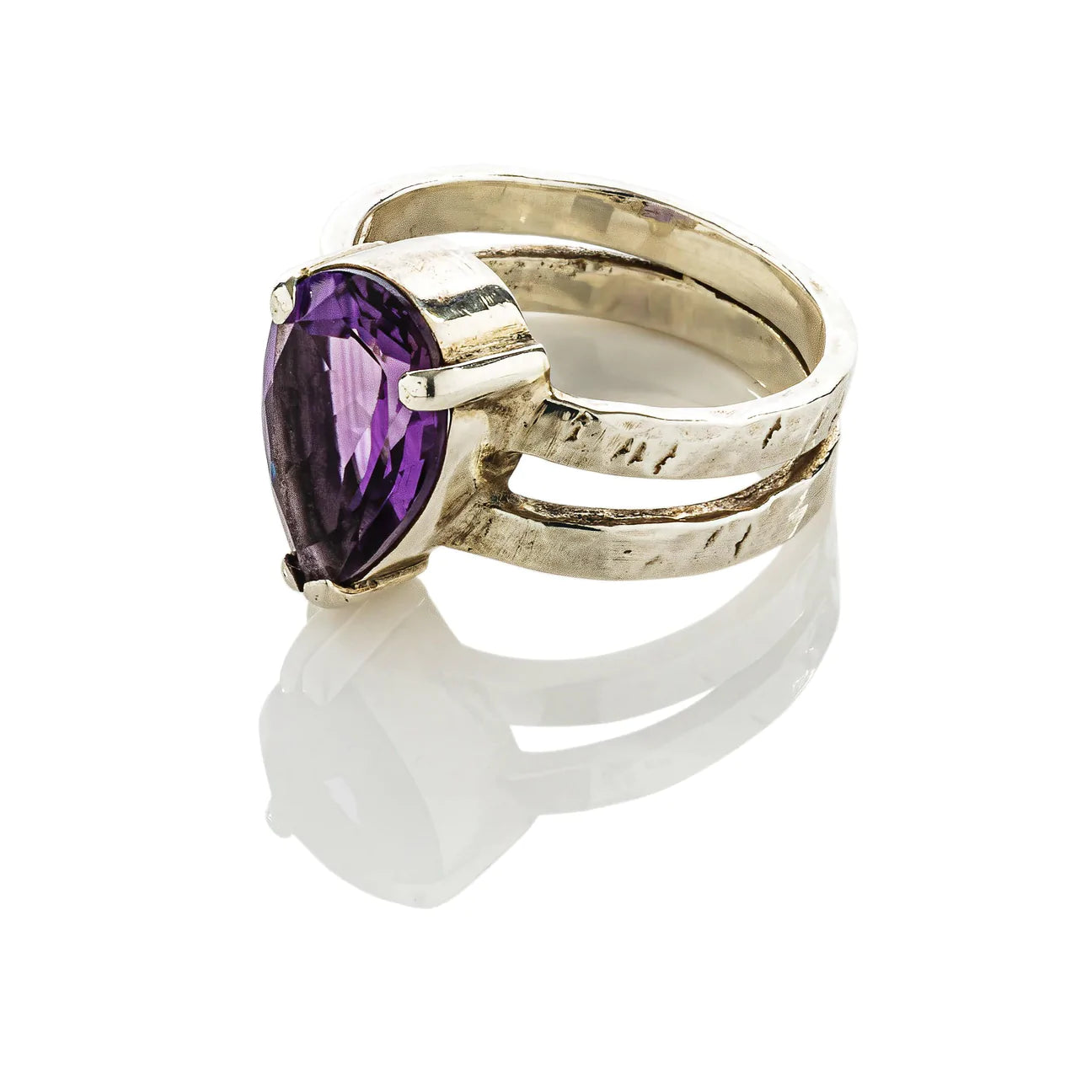 Hand Crafted Venus Gemstone Ring In Purple Amethyst Silver By Cadman Rock