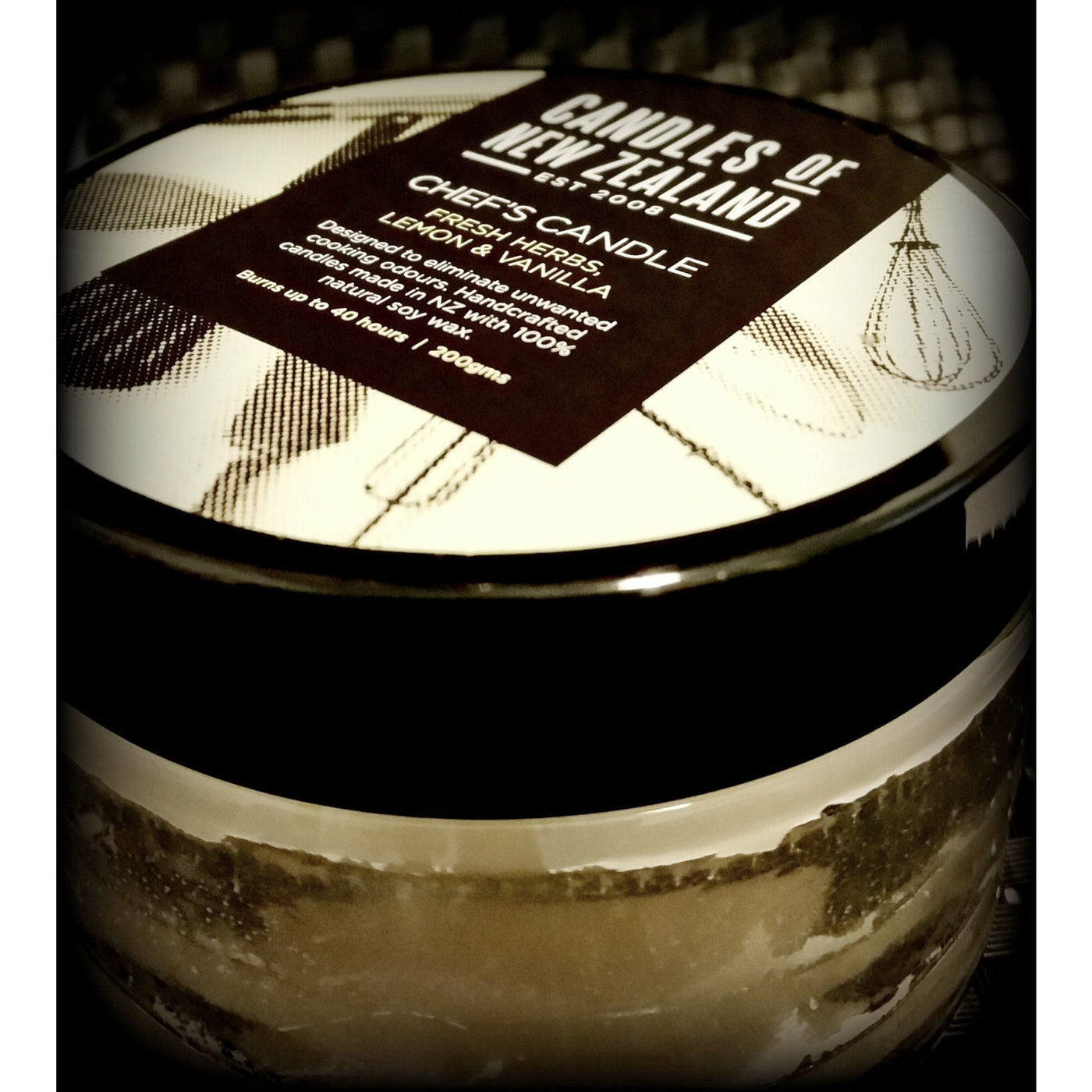 The original Chef's Candle from Candles Of New Zealand and made in NZ.